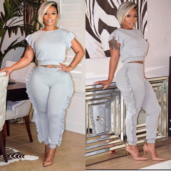 Pants & Jumpsuits | Two Piece Ruffle Detail Jogger Set | Poshmark